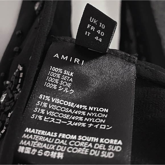 AMIRI | Dresses | Amiri Spring 29 Black Hand Beaded 100 Silk ...